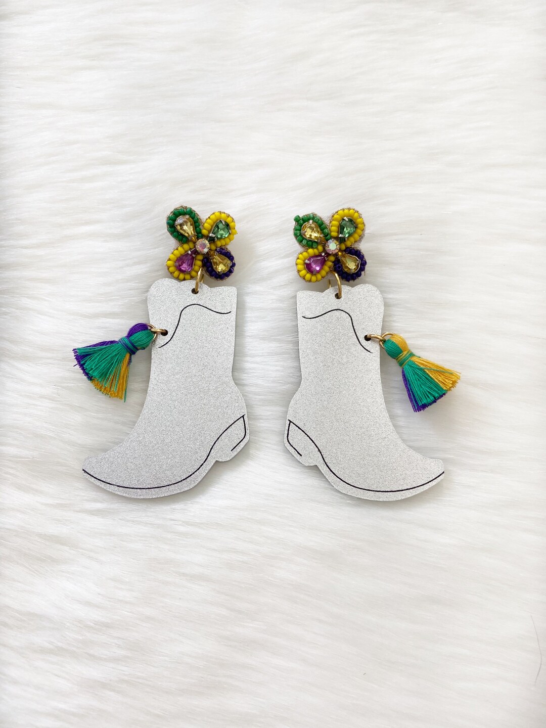 Mardi Gras Marching Boot Earrings // New Orleans - Etsy