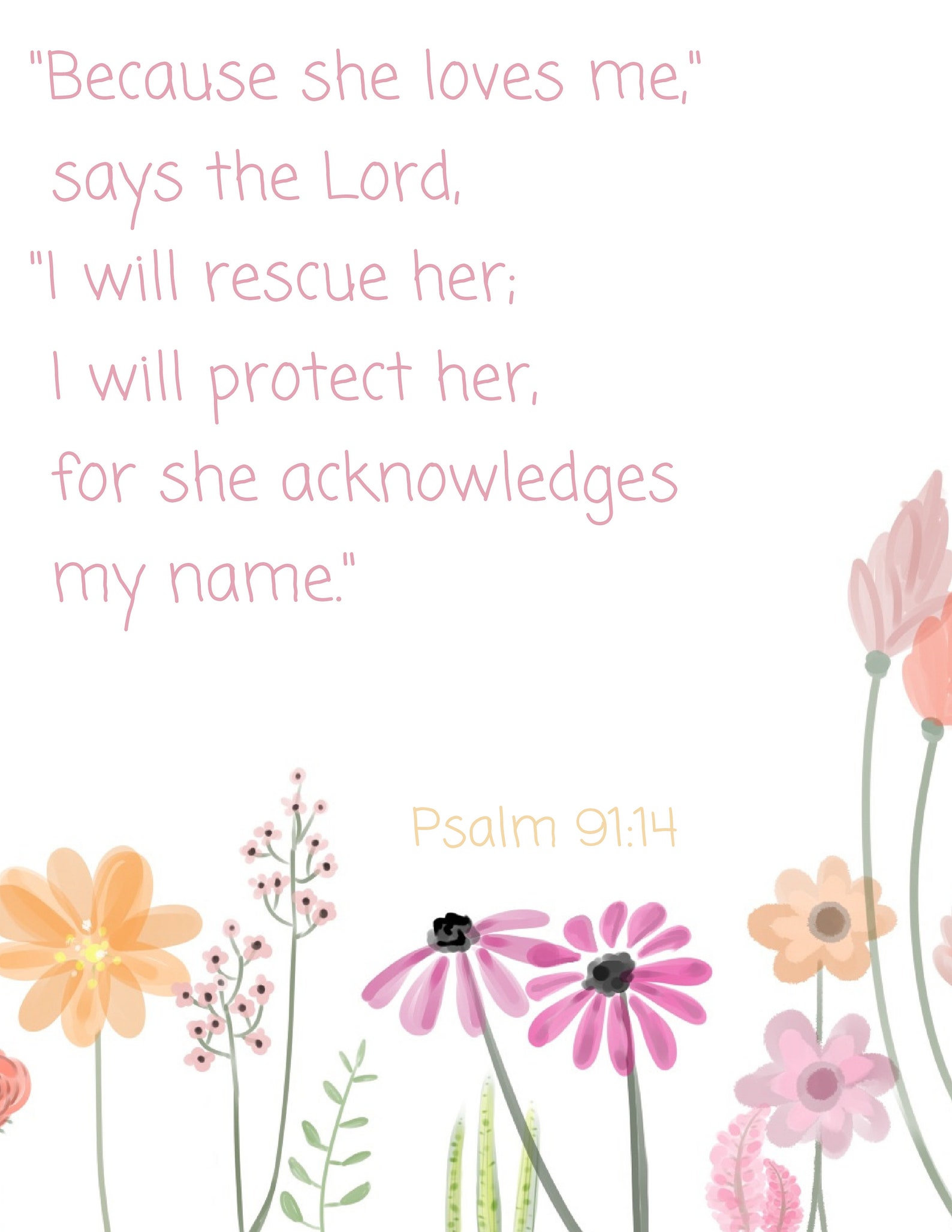 Psalm 91:14 - "because She Loves Me" Says the Lord Bible Verse Wall Art ...