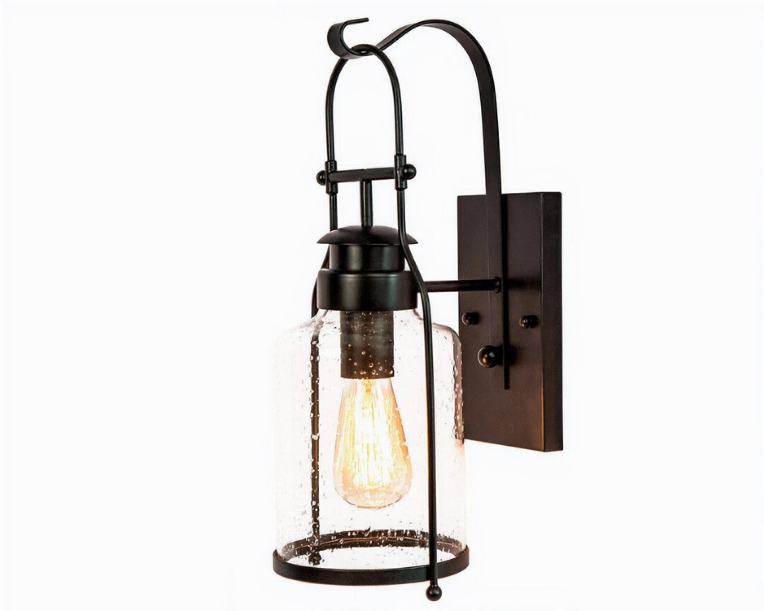 Rustic Wall Light Lantern With Jug Bubble Glass, Rubbed Bronze - Etsy