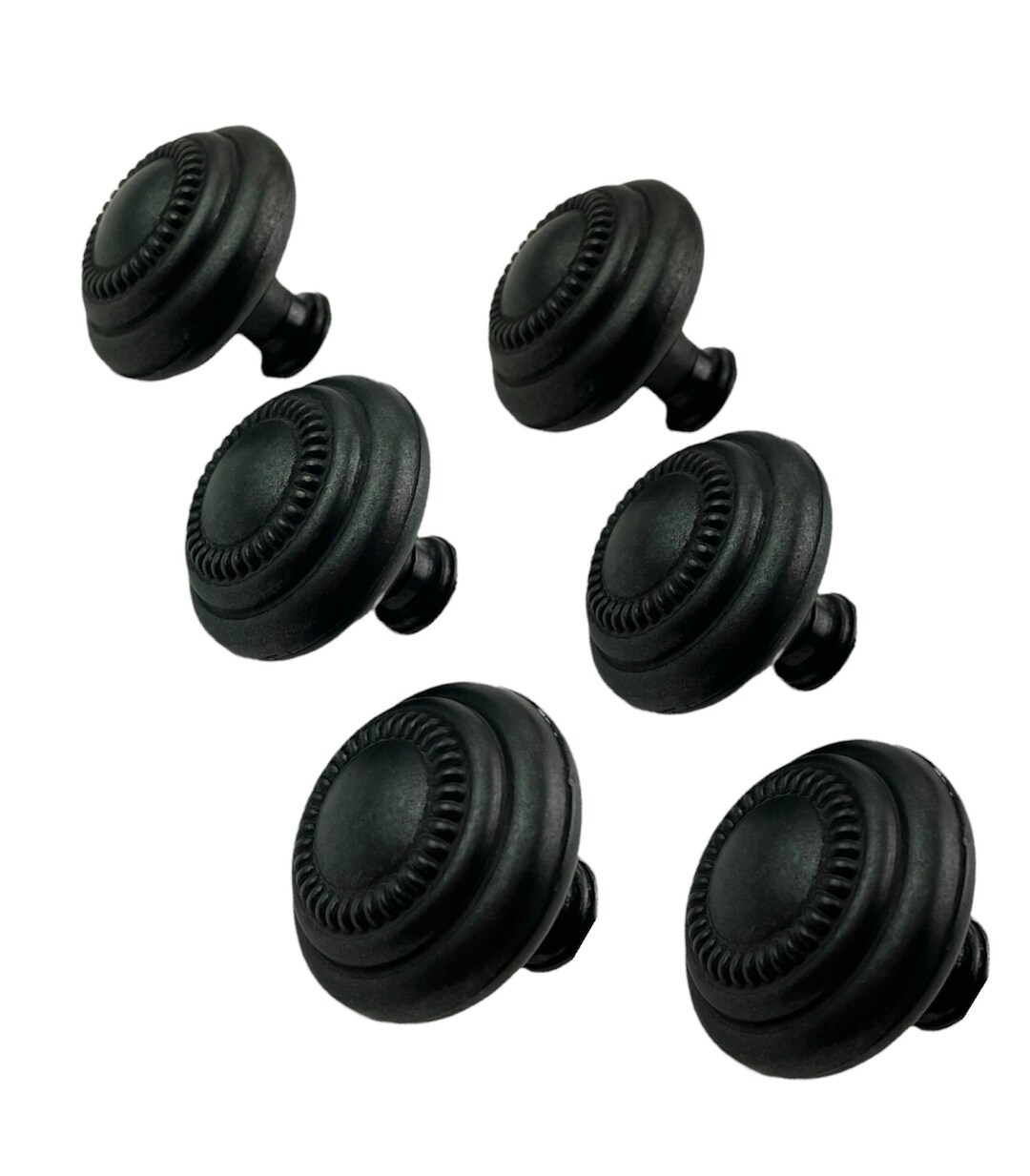 Black Rustic Cabinet Knobs: Vintage Round Ring Design, 6-pack - Etsy