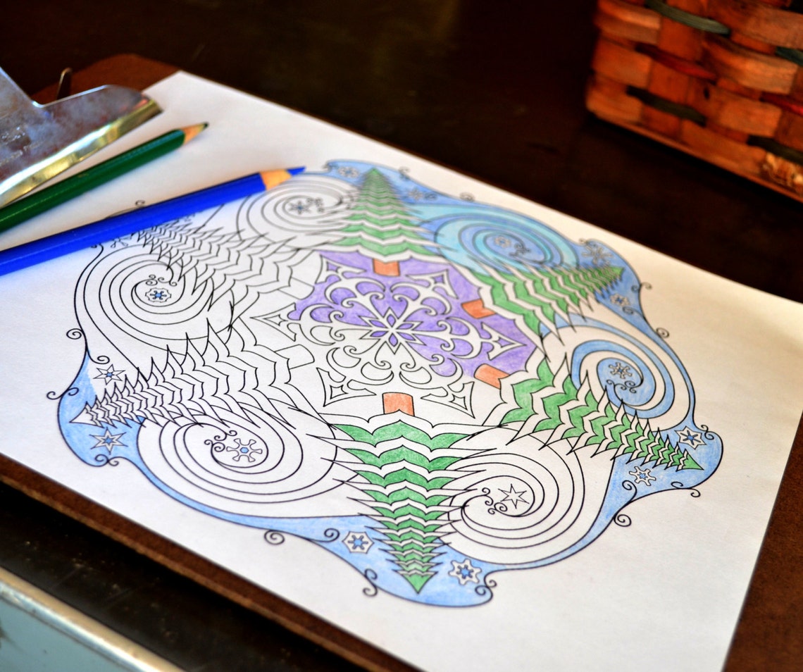 Winter Coloring Page, Christmas Mandala Coloring Page, Printable ...