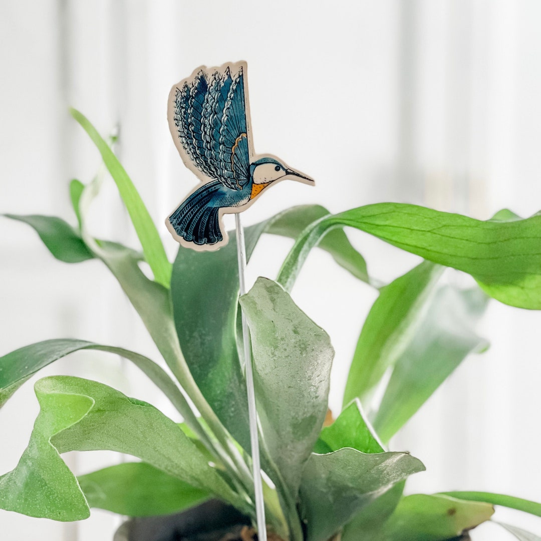 Hummingbird Garden Decor, Bird Yard Art Plant Stake, Spring Front Porch ...