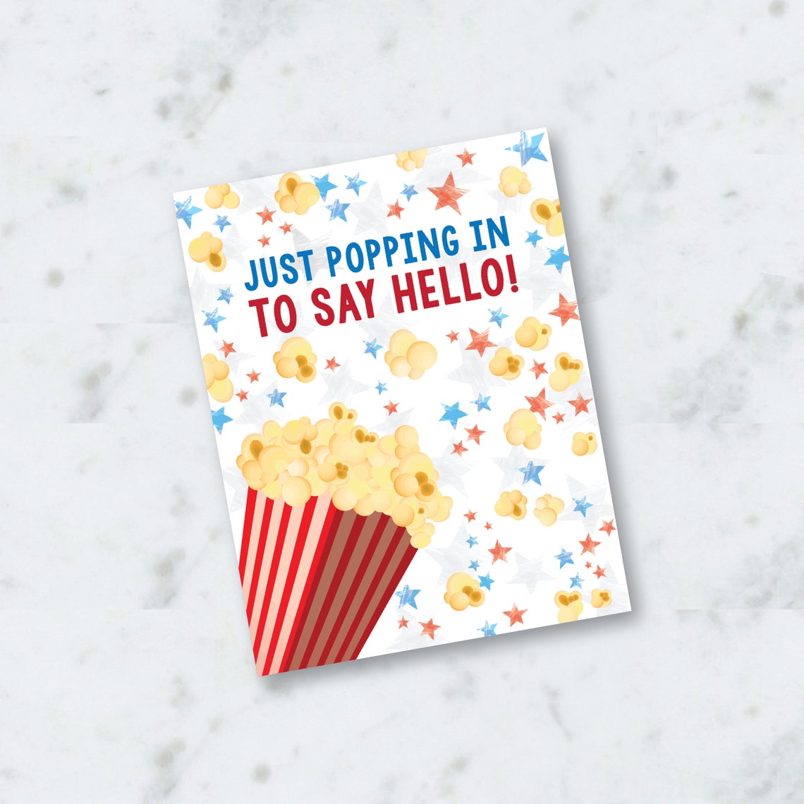Hello Greeting Card Printable Just Popping in Card Printable | Etsy