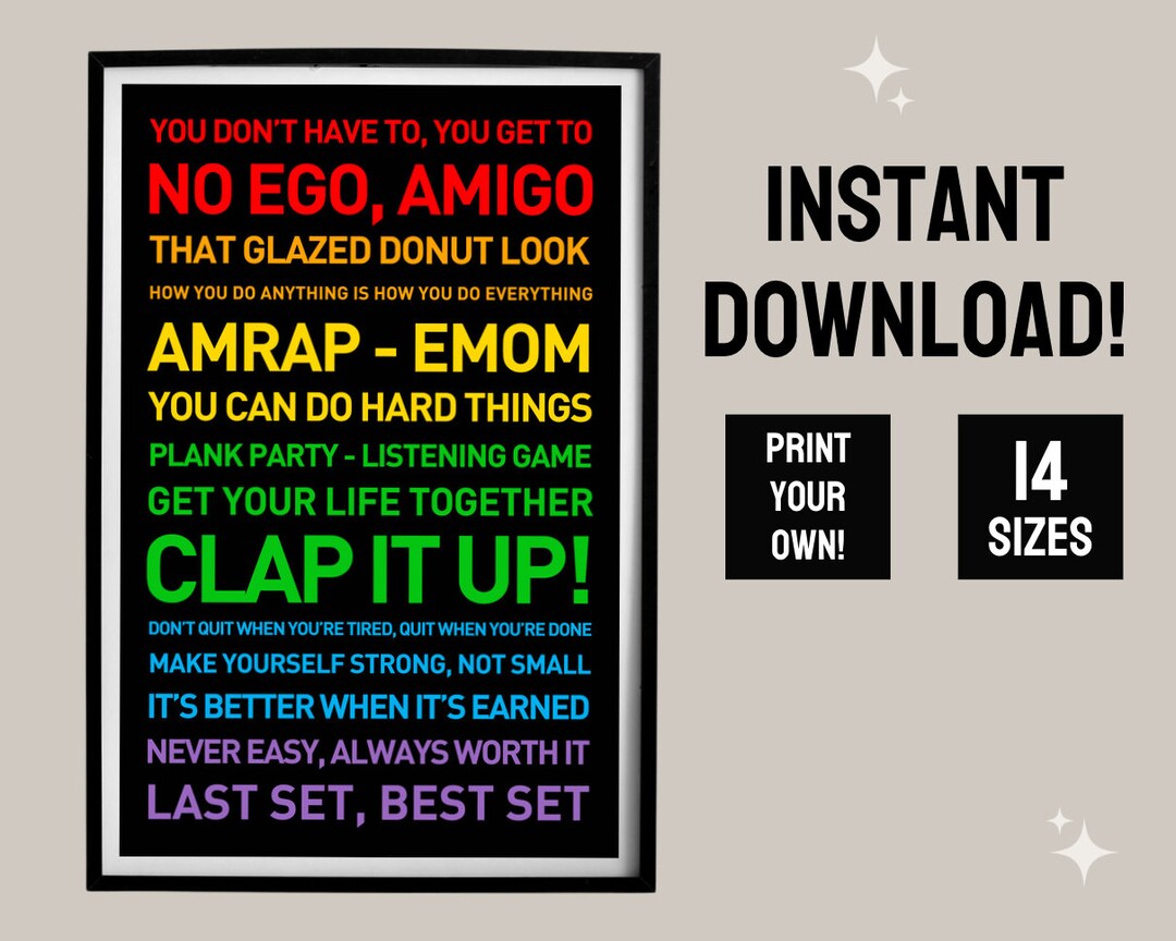 AMRAP Emom (JS) - Motivational Poster 24x36 INSTANT Download, Digital ...