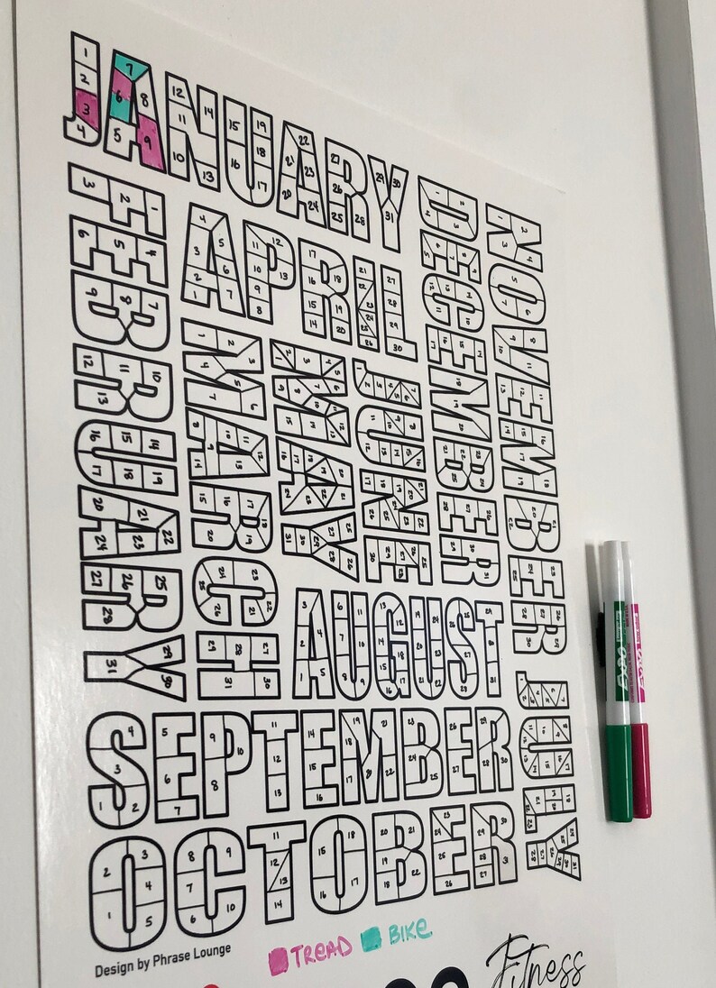 SPANISH Annual Fitness Tracker 11x17 Customizable Poster | Etsy