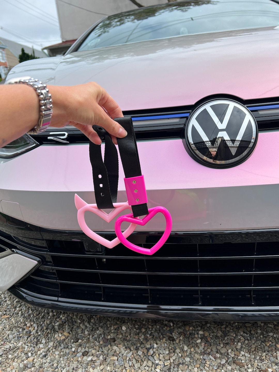 HOT PINK HEART Tow Strap Train Bus Handle Hand Strap Drift Charm Strap ...