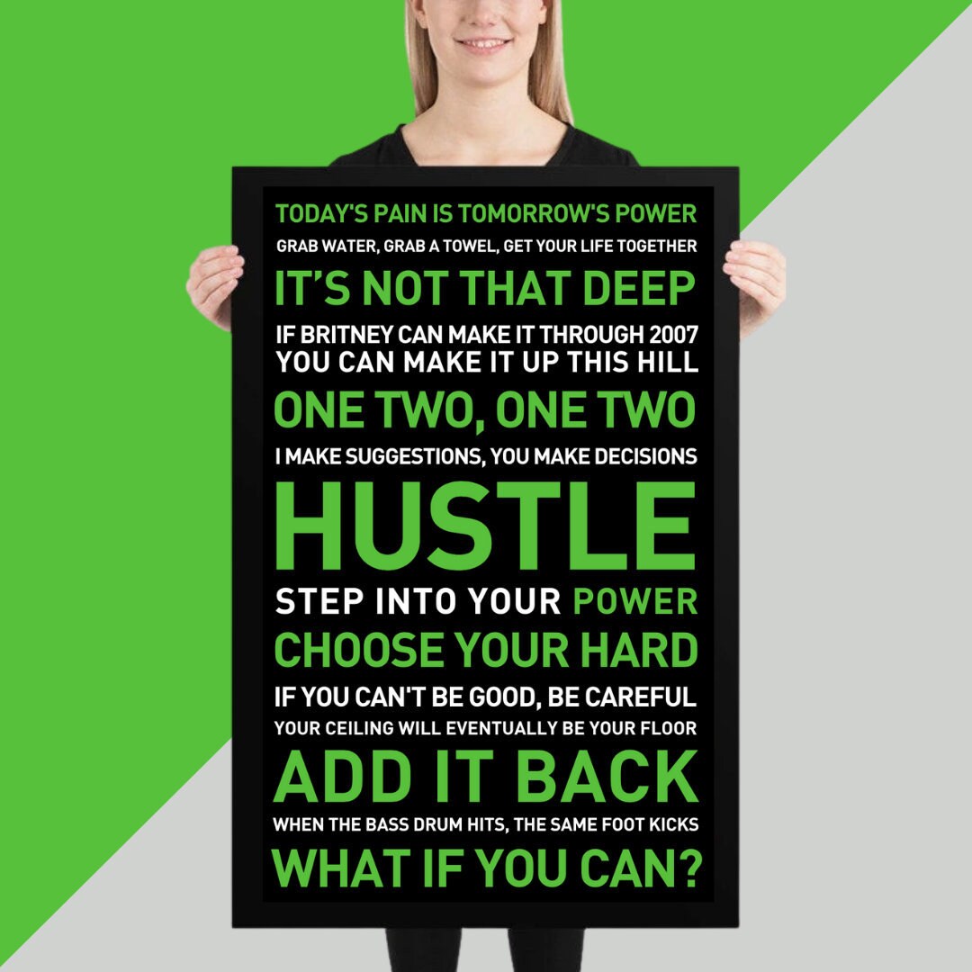 Poster The GREEN ONE - HUSTLE Fitspiration, citations motivantes 24 x ...