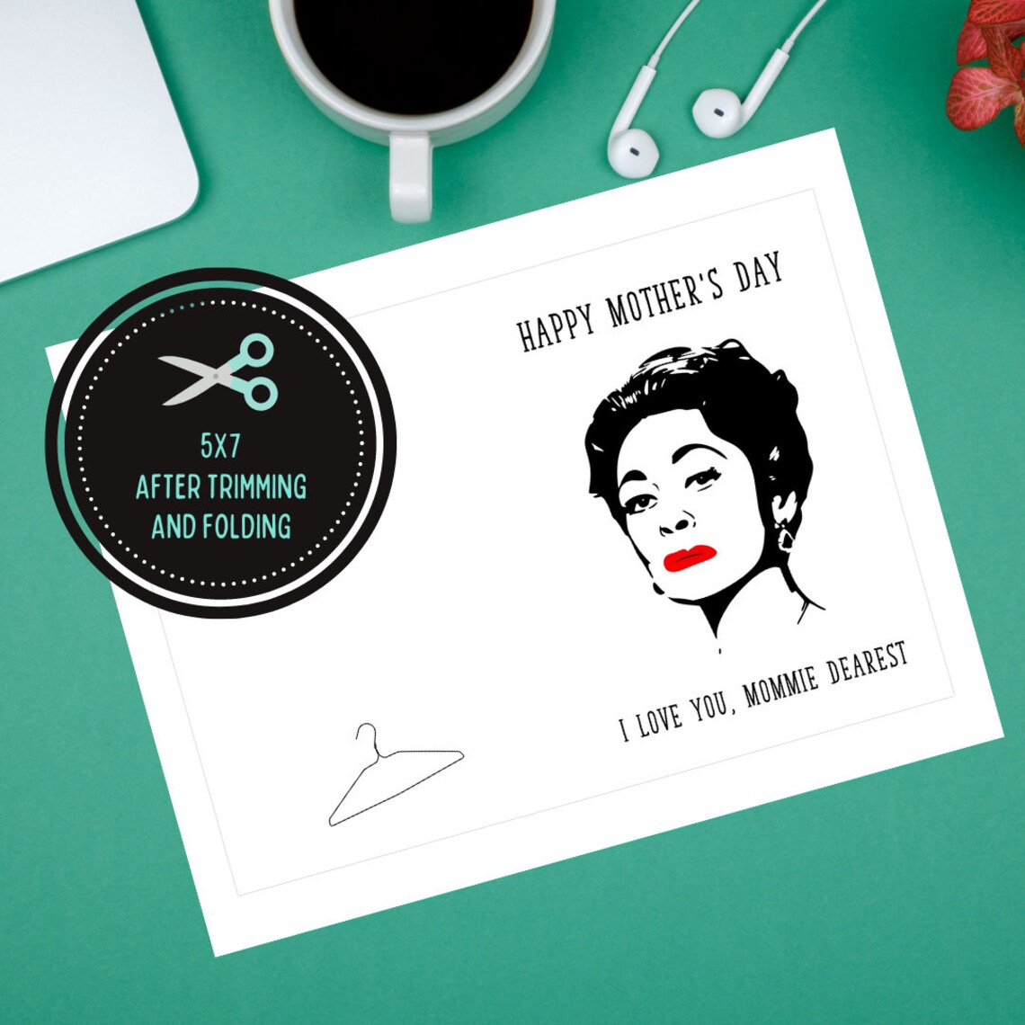 MOMMIE DEAREST Mother's Day Printable Cards, Instant Download, Joan ...