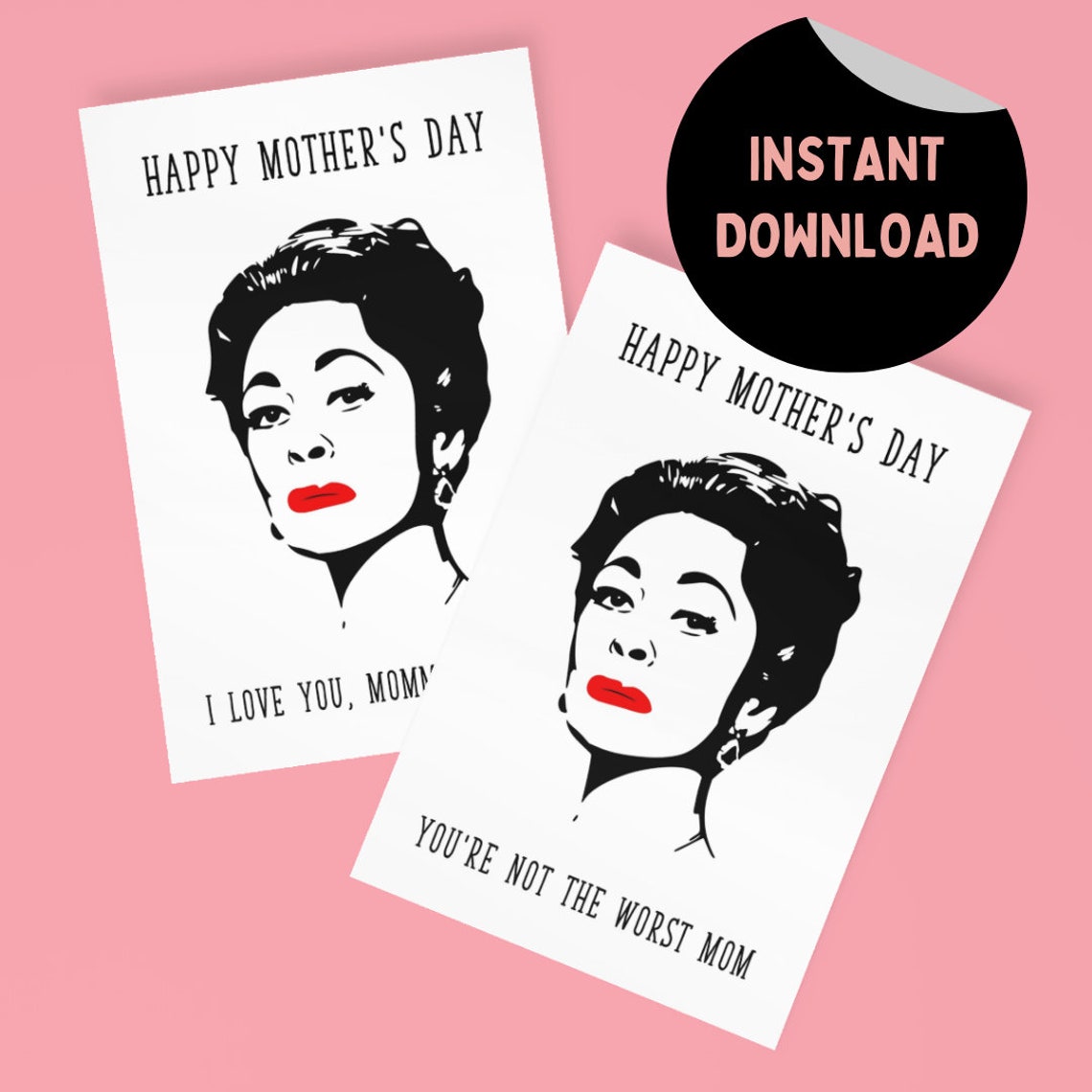 MOMMIE DEAREST Mother's Day Printable Cards Instant - Etsy