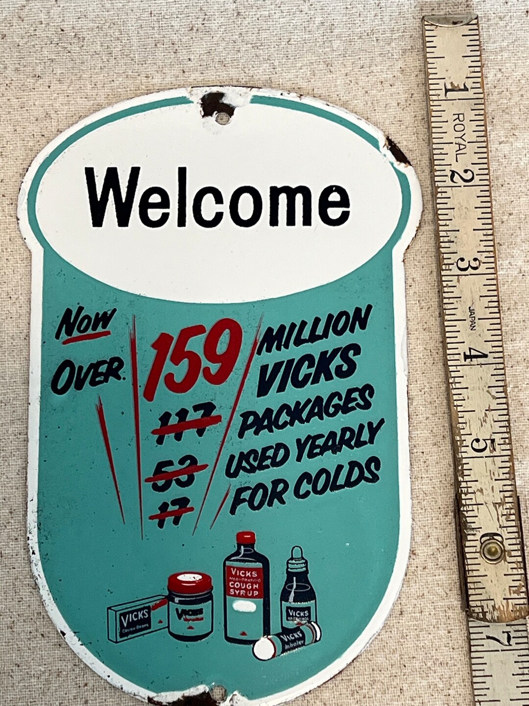 Vintage Enamel Vicks Advertising Sign - Etsy