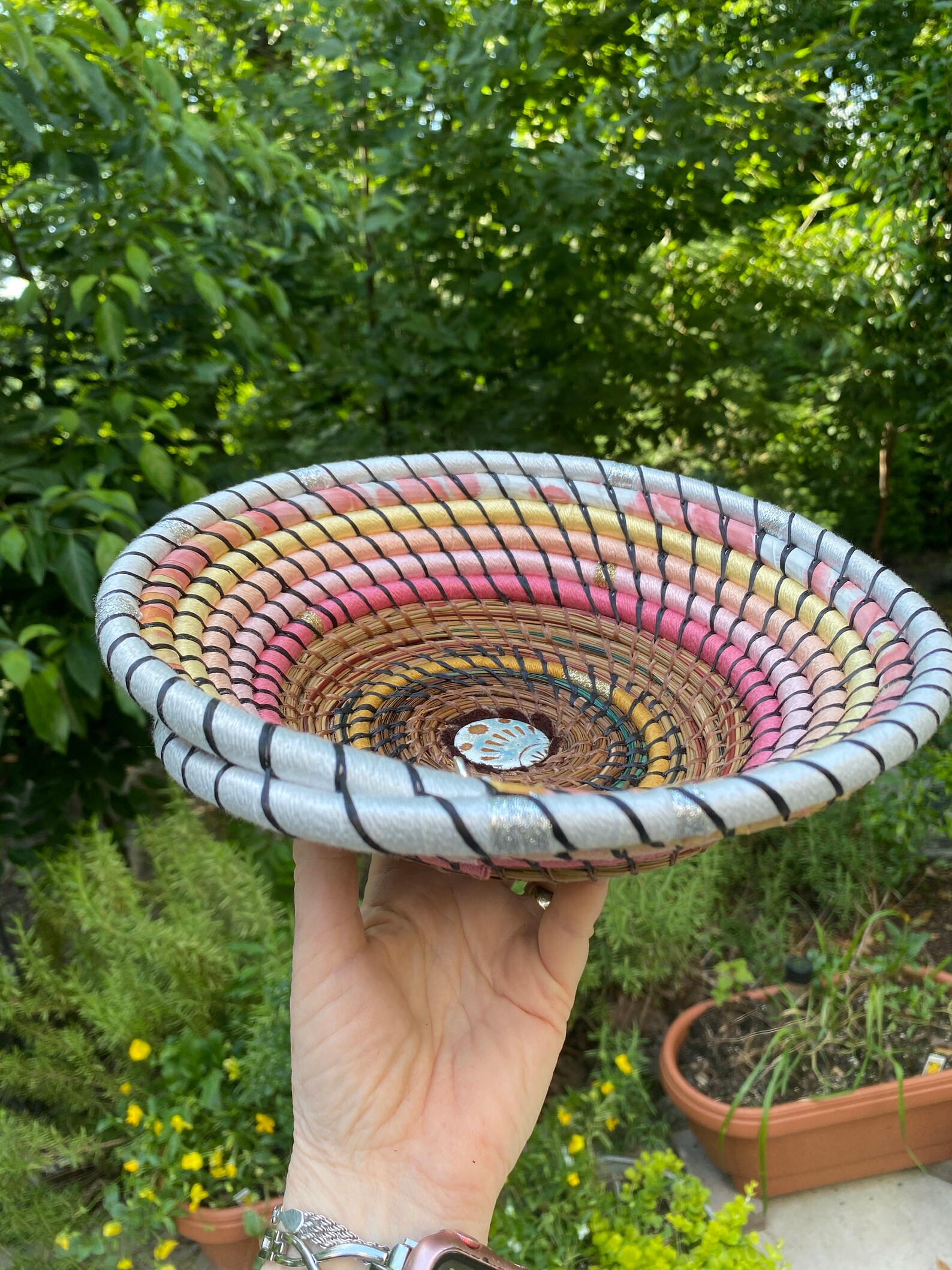 Aum Coiled Pine Needle Basket - Etsy