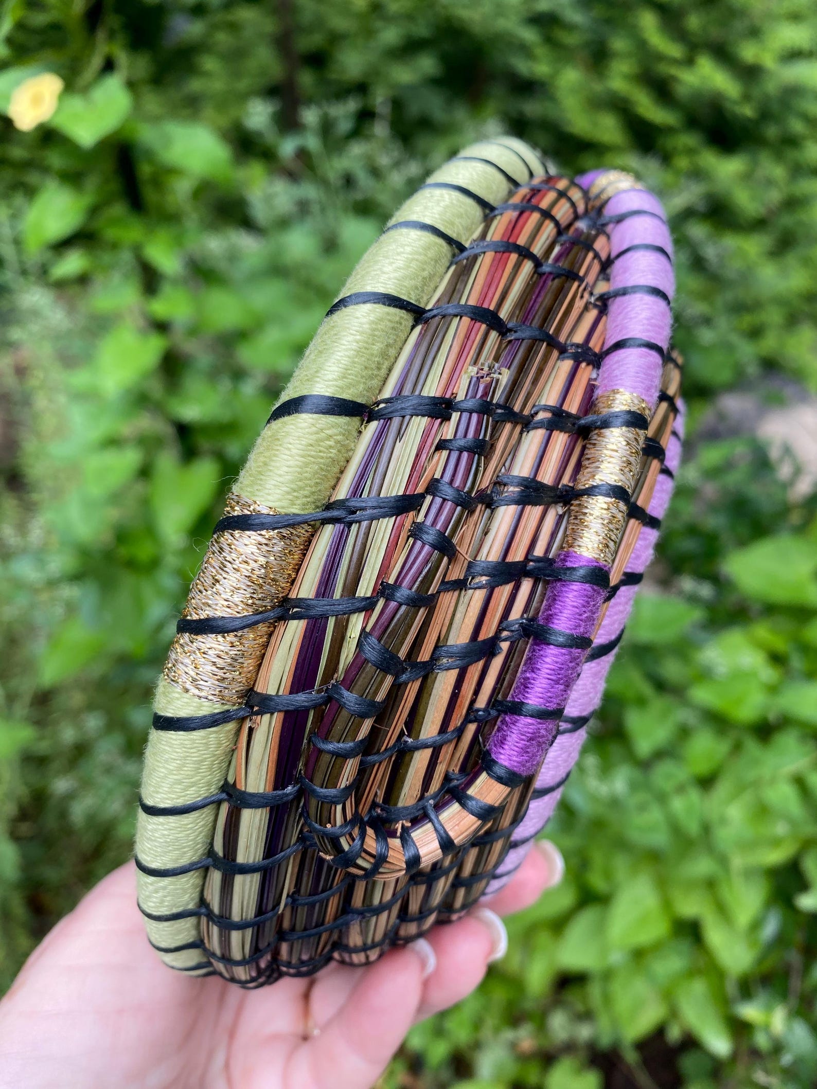 Lavender Fields Coiled Pine Needle Basket - Etsy