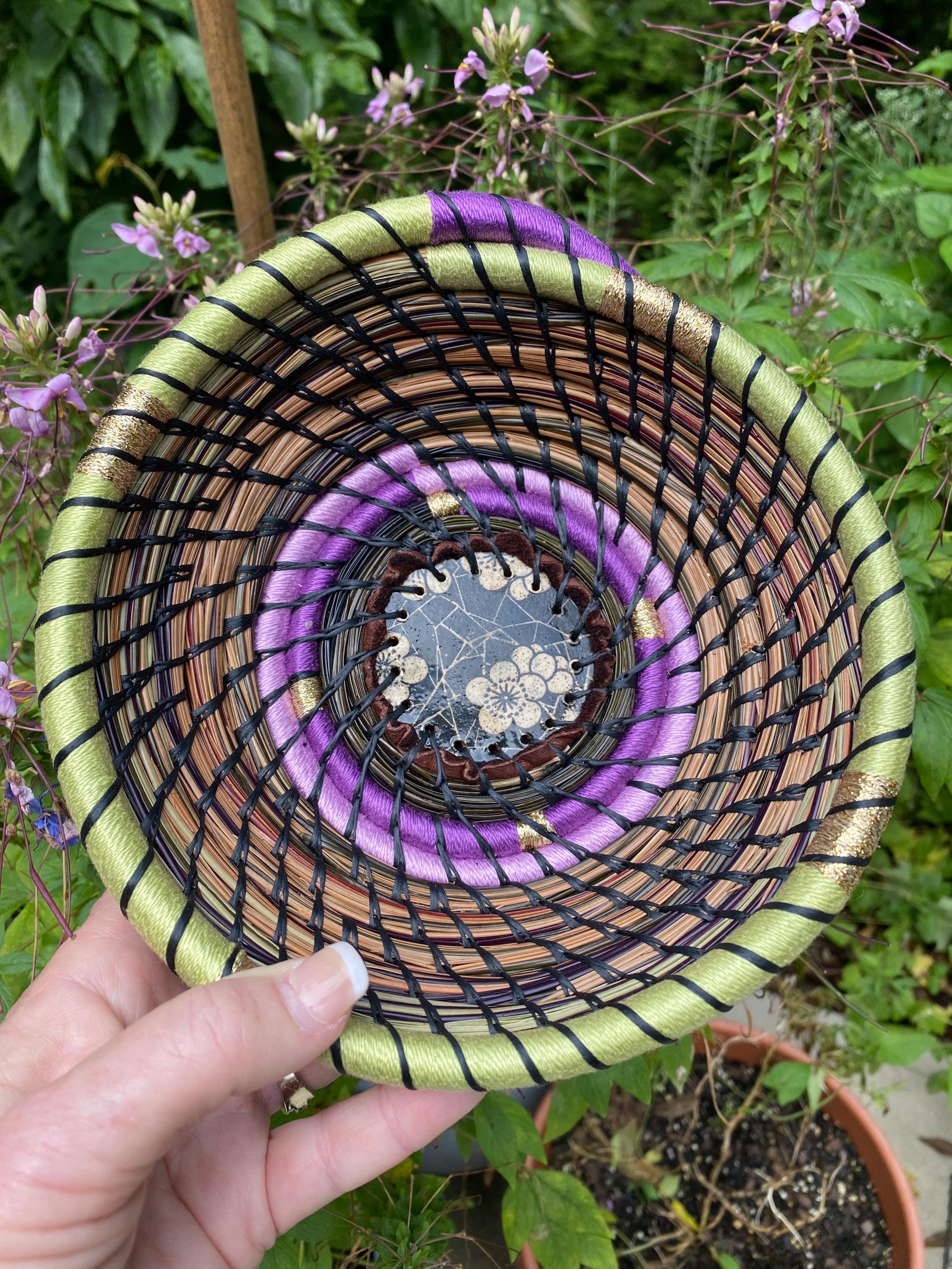Lavender Fields Coiled Pine Needle Basket - Etsy