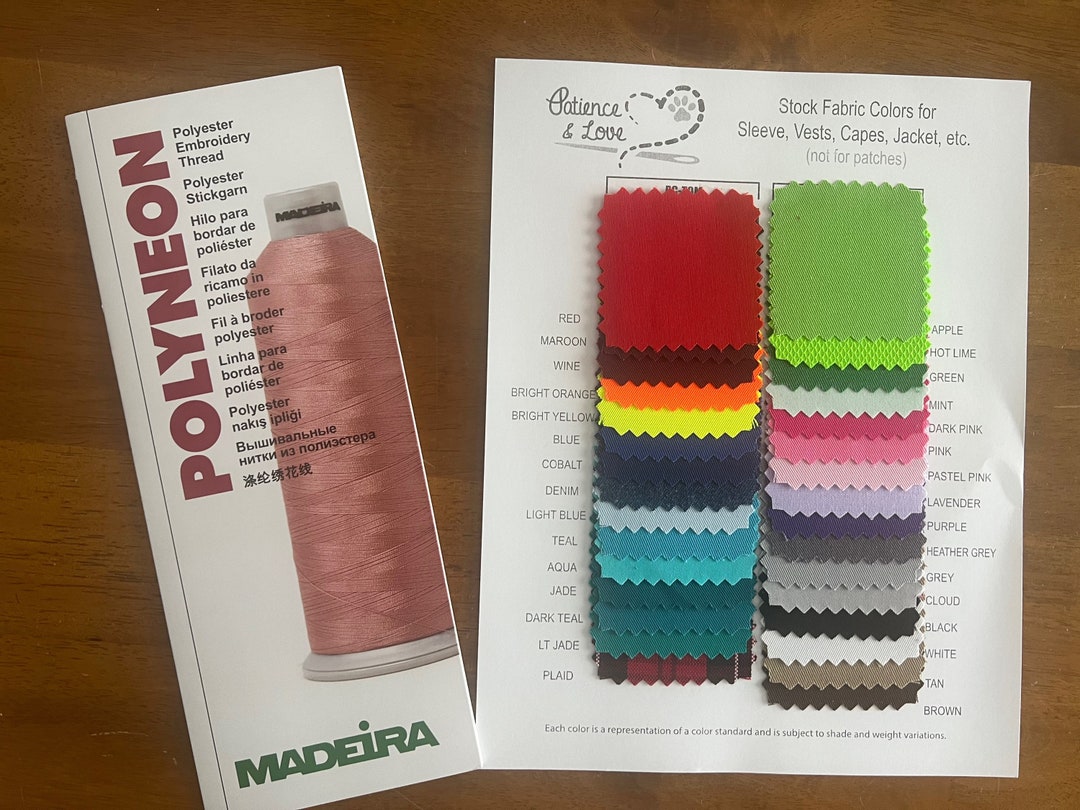 Fabric Swatch Set and 1 PRINTED Thread Color Book, Polyneon Thread ...