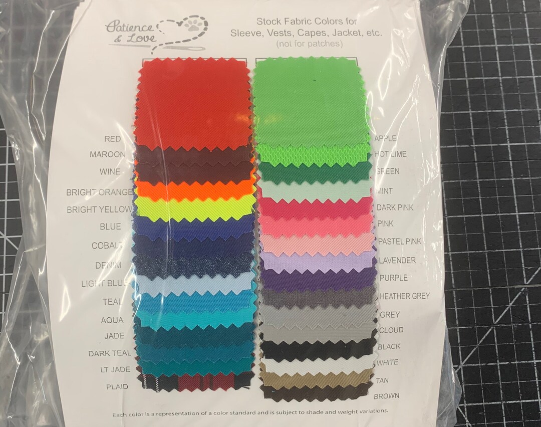 Standard Color Swatch Set for Sleeves, Vests, Capes, Jackets (not for ...