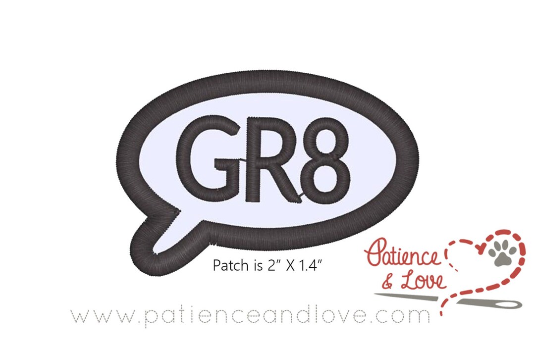 Patch, Sew-on, 2 Inch by 1.4 Inch Rectangle, GR8, Great, Customizable ...
