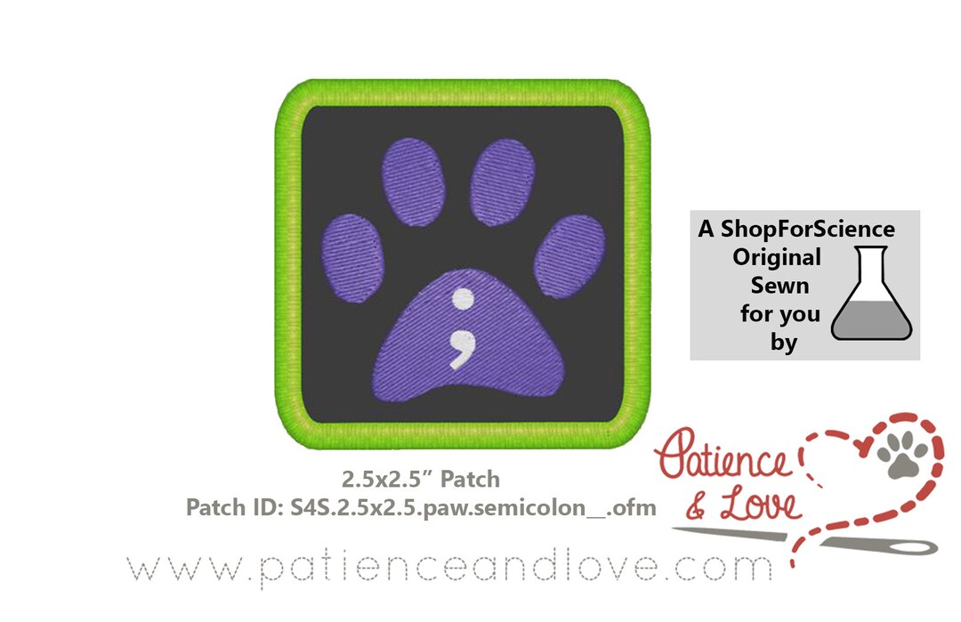 Patch, Shopforscience, Sew-on, Square, Paw With Semicolon ...