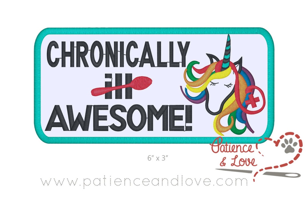 1 Patch, Sew-on, 6 Inch by 3 Inch, Chronically Awesome Patch, Medical ...