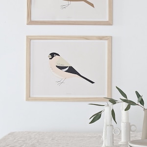 Bird Poster, Blush Print, Modern Nature Print, Garden Bird Print ...