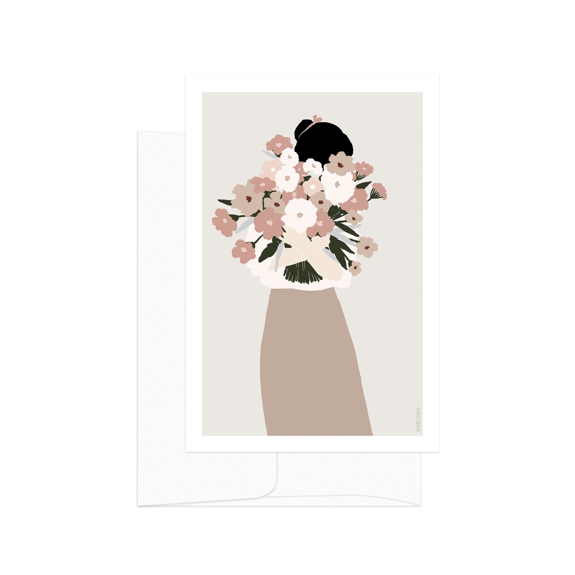 Flower Lady Card, Flower Lady Print Lady With Flower Bouquet - Etsy