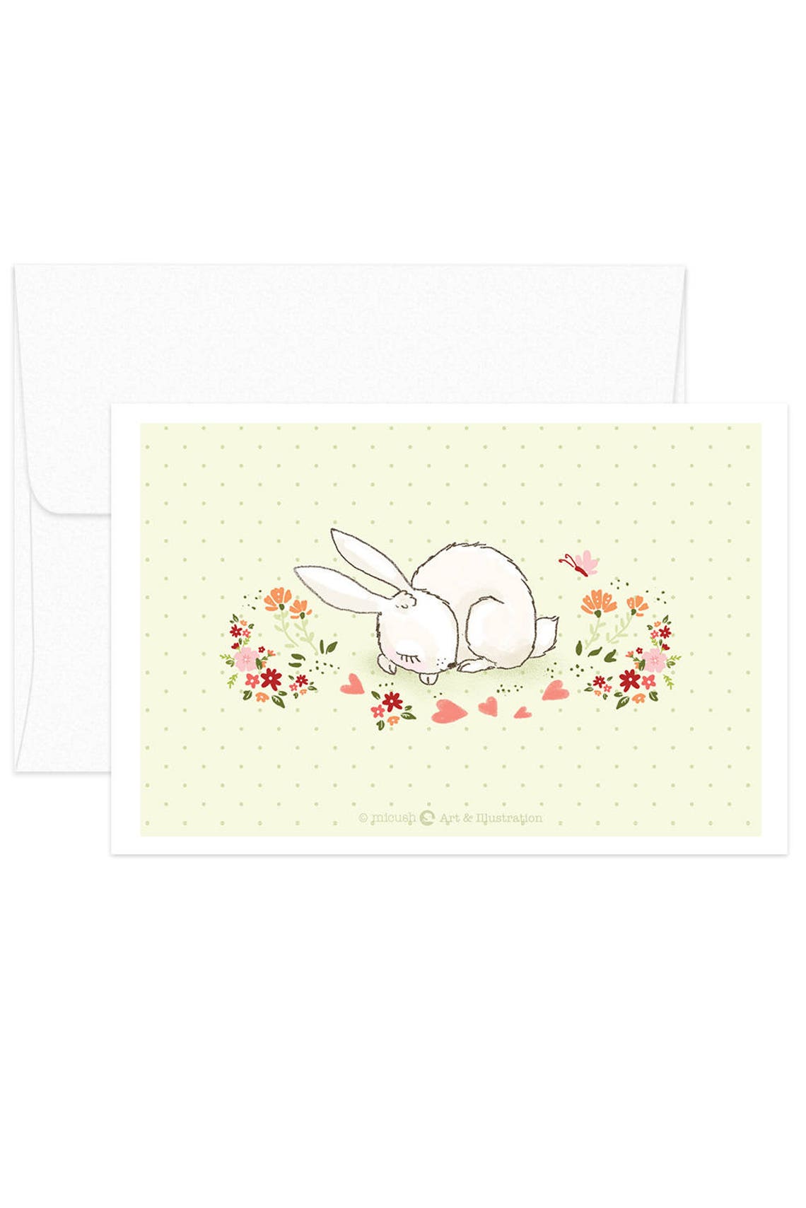 Easter Bunny Postcard Spring Rabbit With Flowers Romantic | Etsy