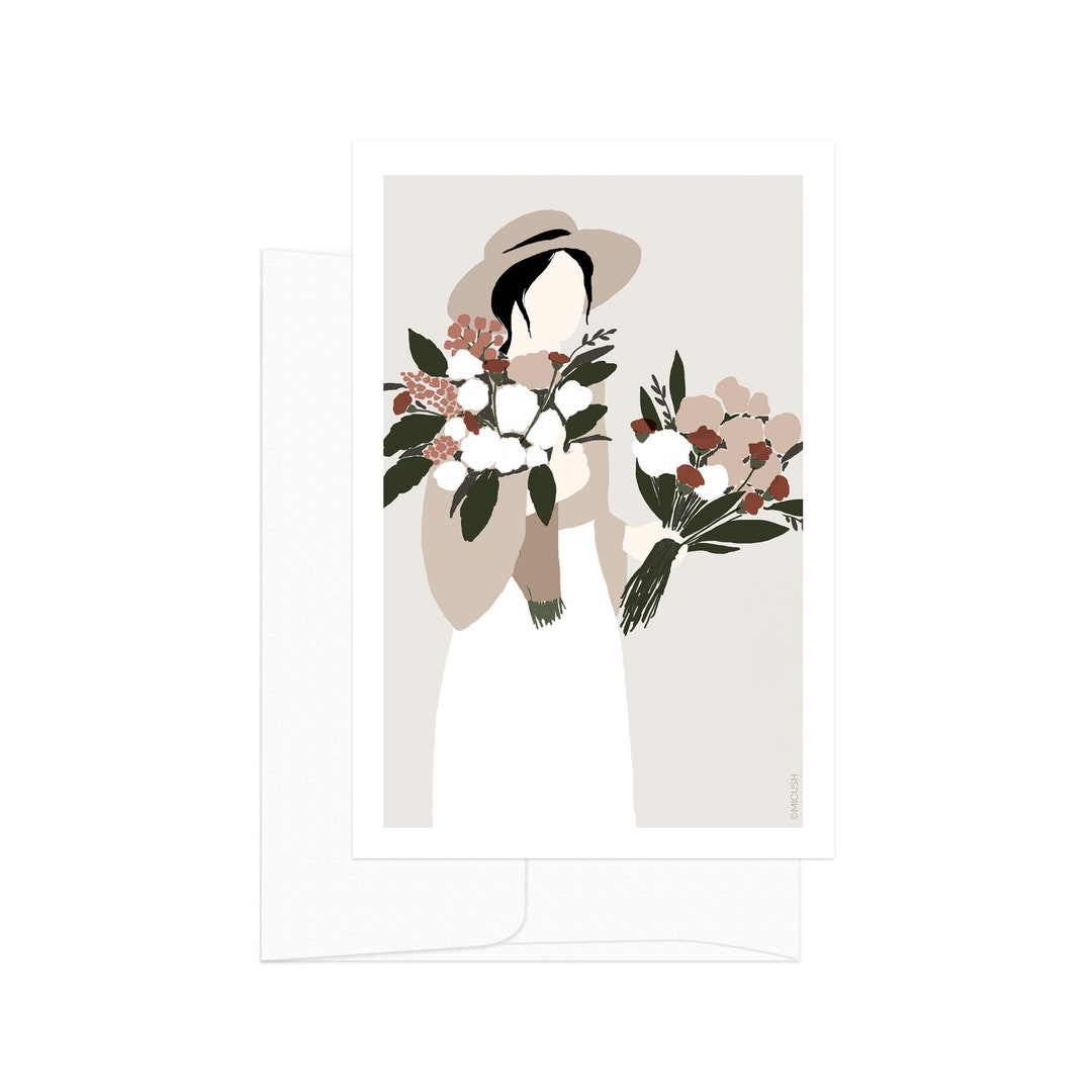 Flower Lady Card, Flower Lady Print Hat Lady - Etsy