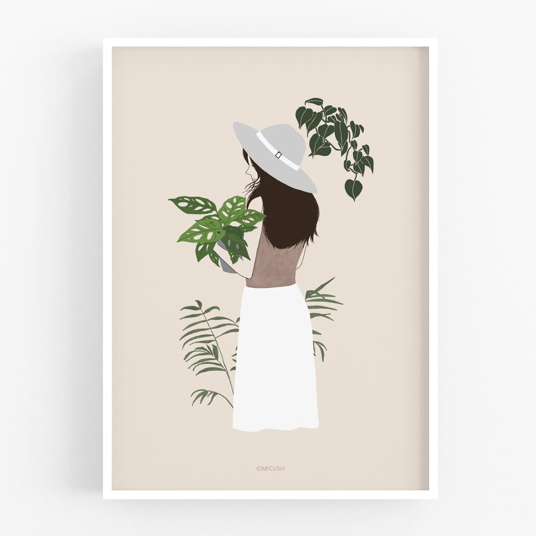 Plant Lady Print, Woman With Flowers Print - Etsy UK