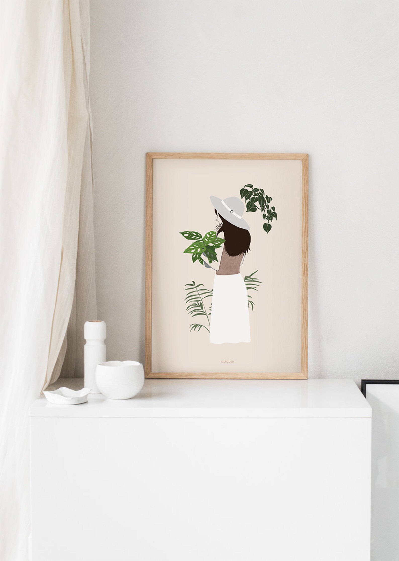 Plant lady print woman with flowers print | Etsy