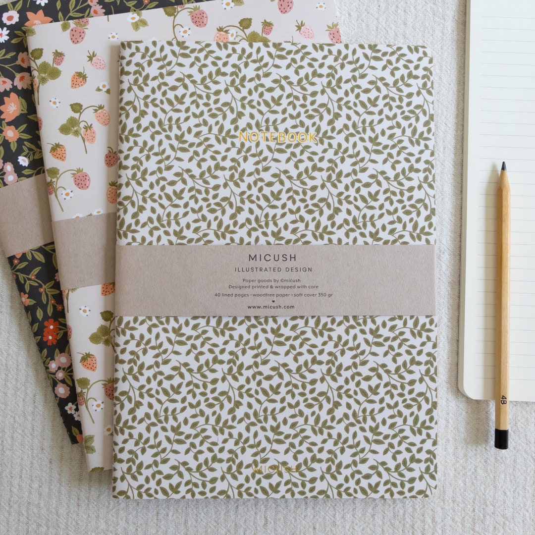 Stitched Notebook Green Leaves Notebook, Notebook, Line Pages Notebook ...