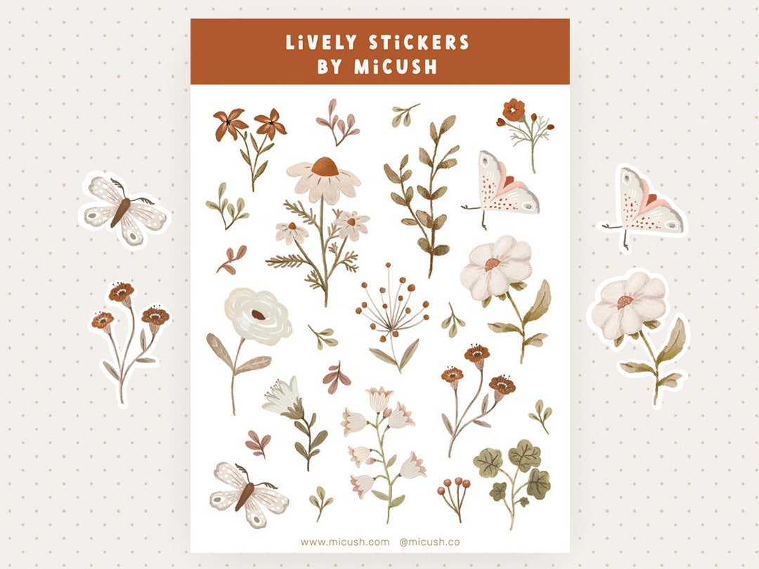 Spring Flowers Stickers Floral Sticker Sheet, Cute Stickers, Journal ...