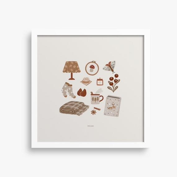 Cottagecore Elements Art Print Fall Design Cottage - Etsy
