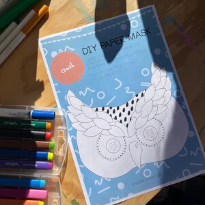 Owl Paper Mask Kids Costume, Owl Party Mask, Owl Masquerade Mask, Owl ...