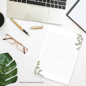 Printable Stationary Note Paper Letter Writing Set Watercolor Simple ...