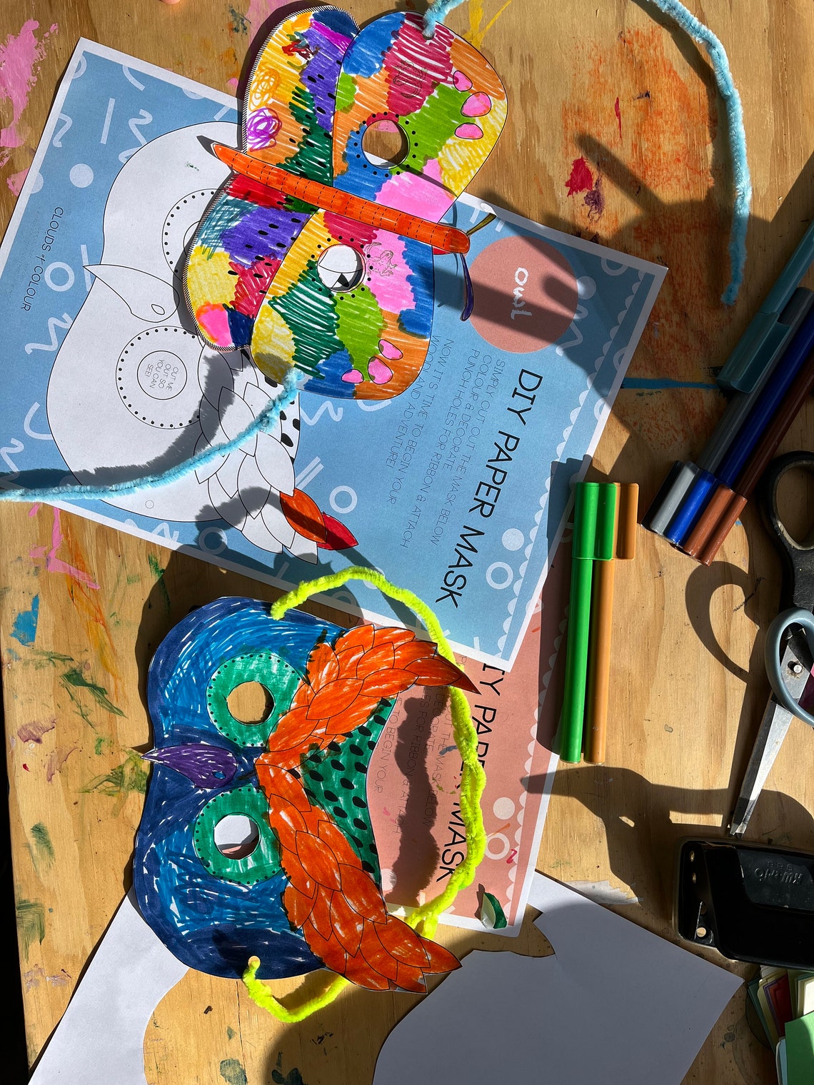 Owl Paper Mask Kids Costume, Owl Party Mask, Owl Masquerade Mask, Owl ...