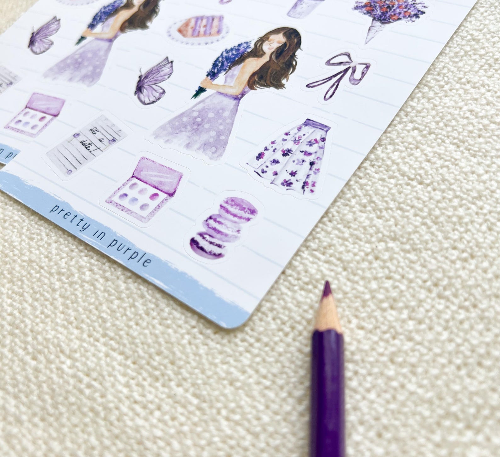 Pretty in Purple A6 Sticker Sheet |journal Sticker Sheet| Purple-themed ...