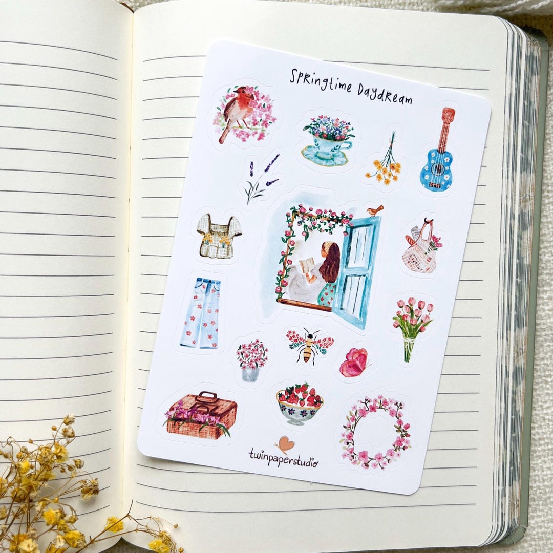 Cozy Spring Aesthetic Sticker Sheet – Cottagecore Stickers – Cute ...