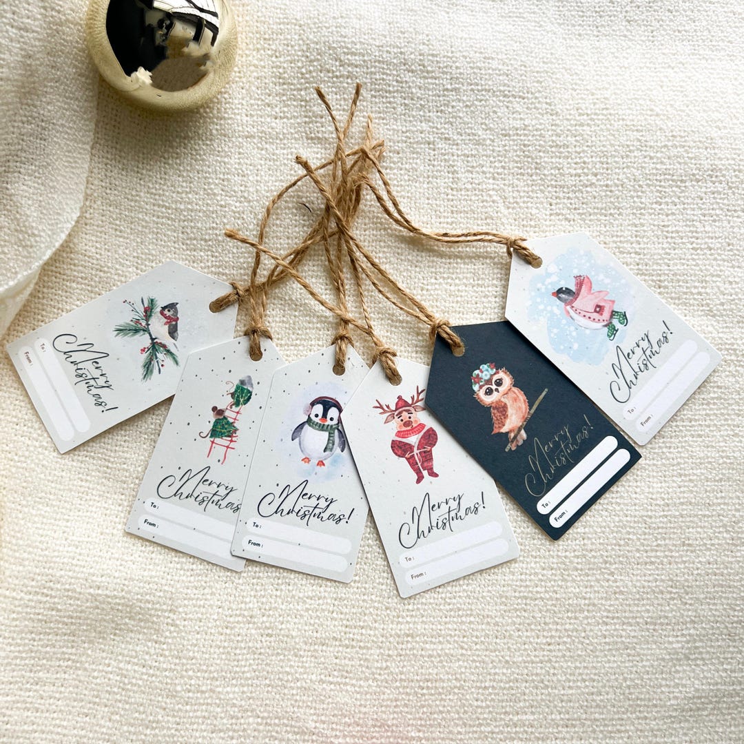 Handdrawn Printable Cute Animal Holiday Gift Tags | Cute Printable Tags ...