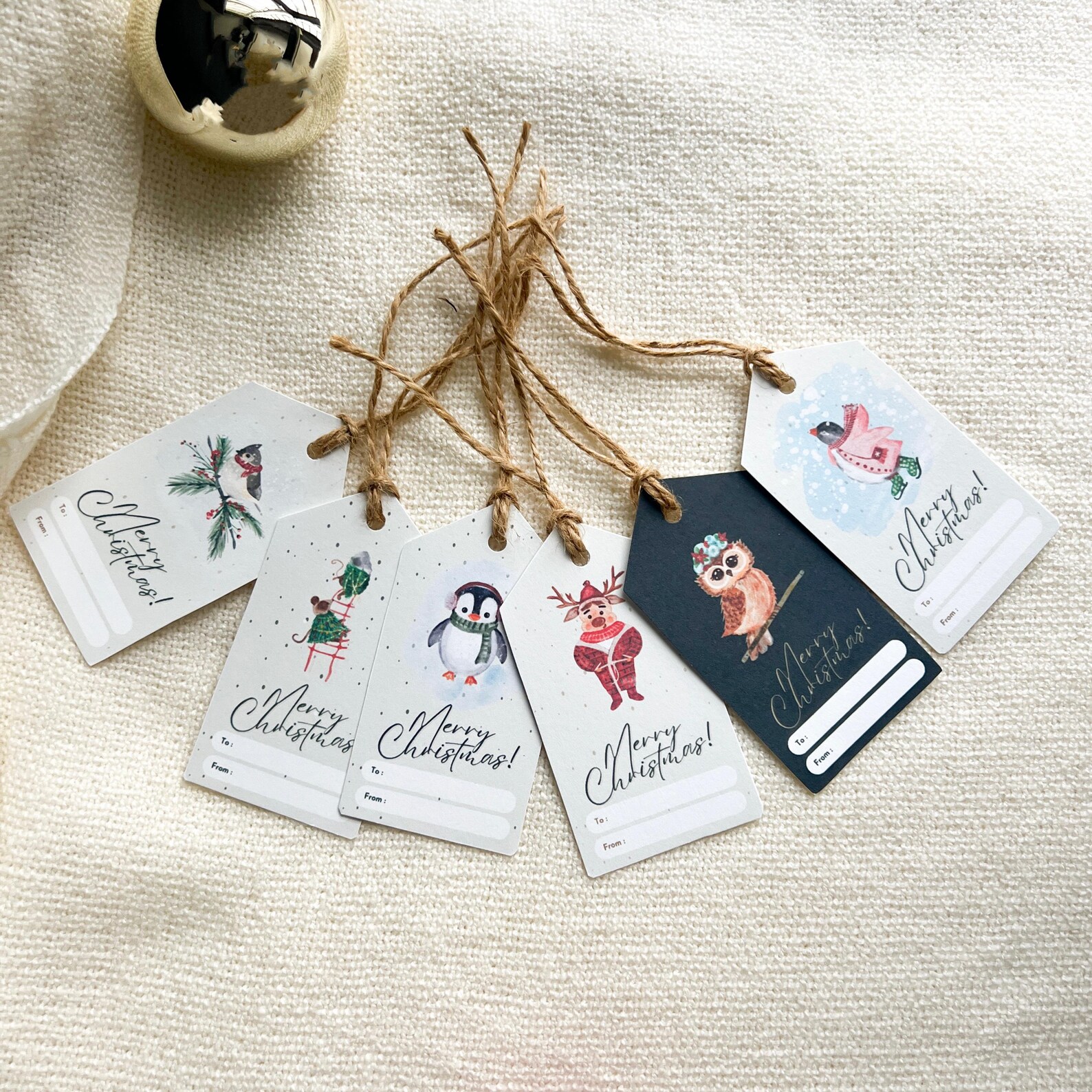 Handdrawn Printable Cute Animal Holiday Gift Tags | Cute Printable Tags ...