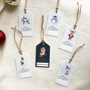 Handdrawn Printable Cute Animal Holiday Gift Tags | Cute Printable Tags ...