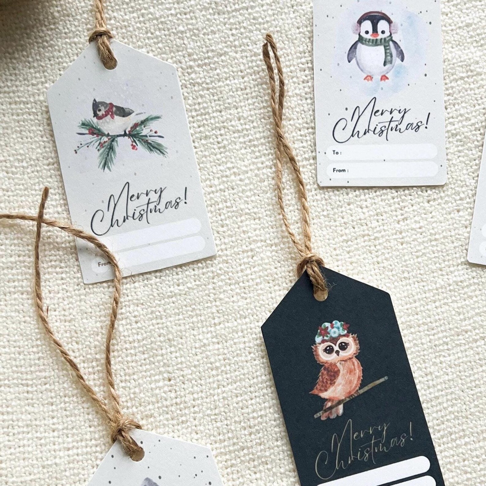 Handdrawn Printable Cute Animal Holiday Gift Tags | Cute Printable Tags ...