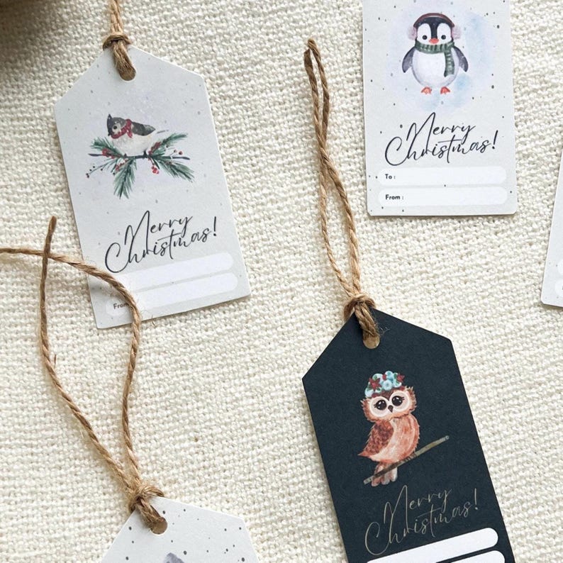 Handdrawn Printable Cute Animal Holiday Gift Tags | Cute Printable Tags ...