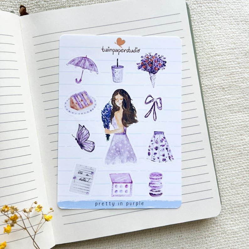 Pretty in Purple A6 Sticker Sheet |journal Sticker Sheet| Purple-themed ...