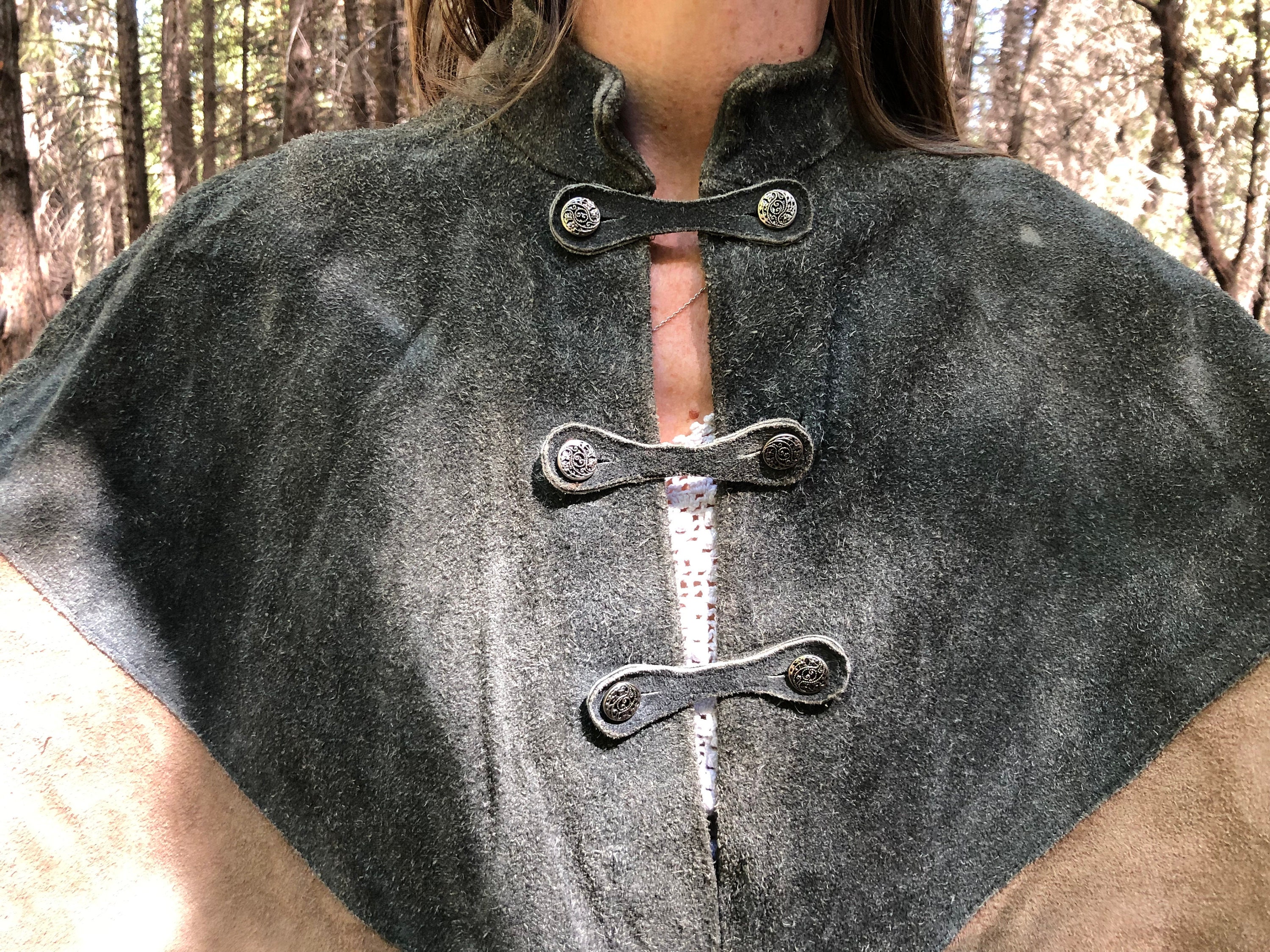 60s/70s Handmade Folk Art Patchwork Leather Poncho Cape - Etsy