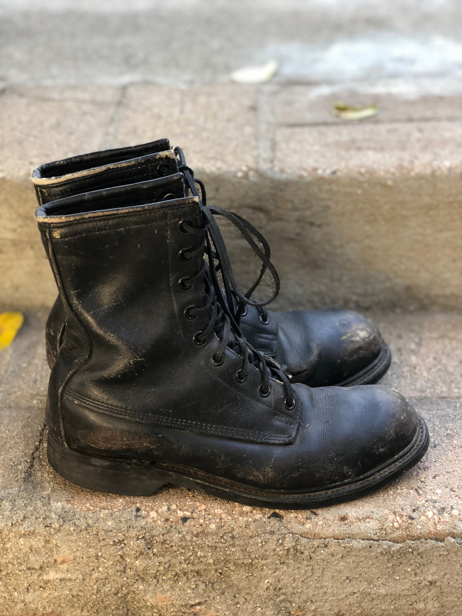 Biltrite Vintage 1970s 1980s Mens Black Safety Toe Combat Army Boots ...