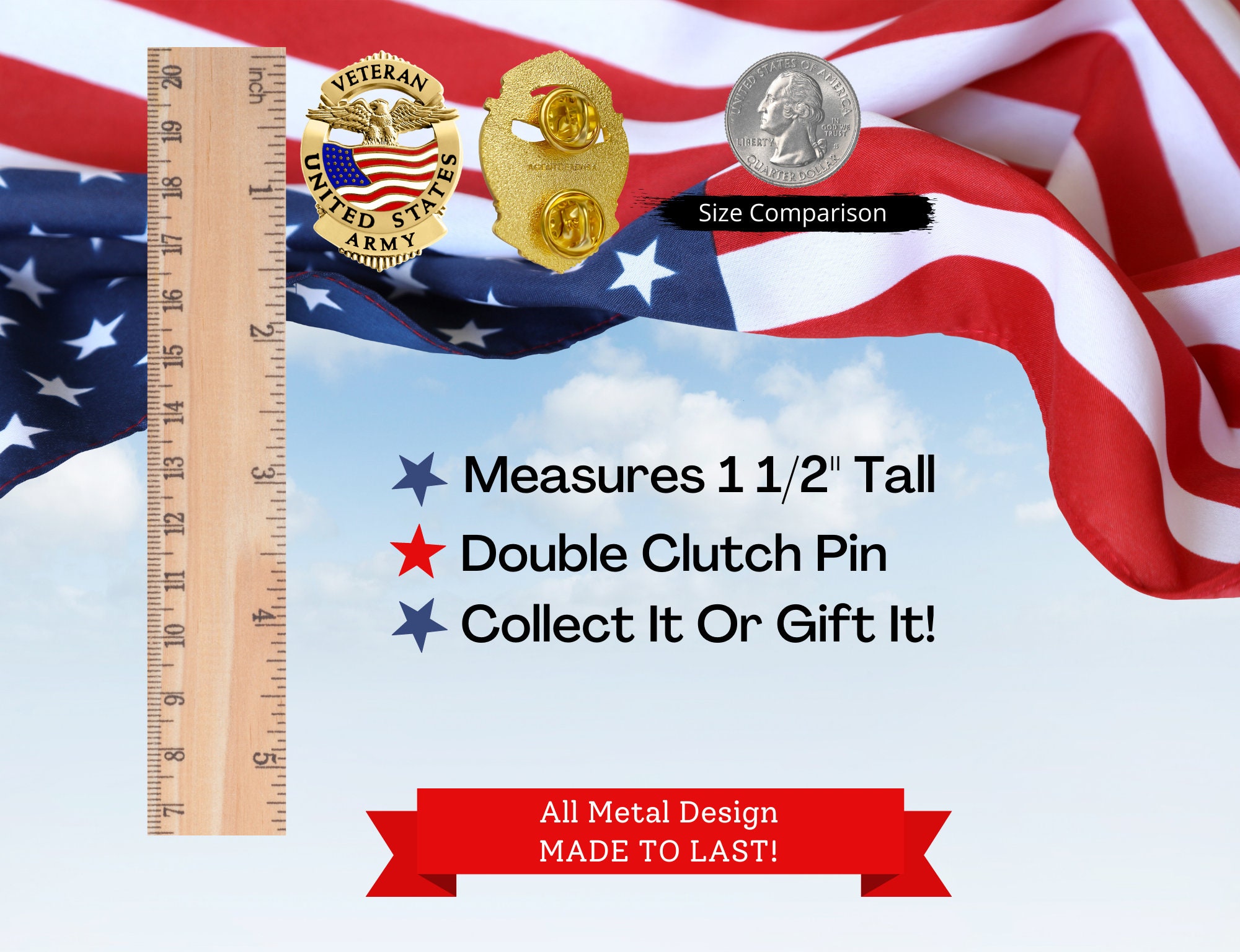 Veteran Army Pin USA Military Enamel Lapel Pin Badge | Etsy