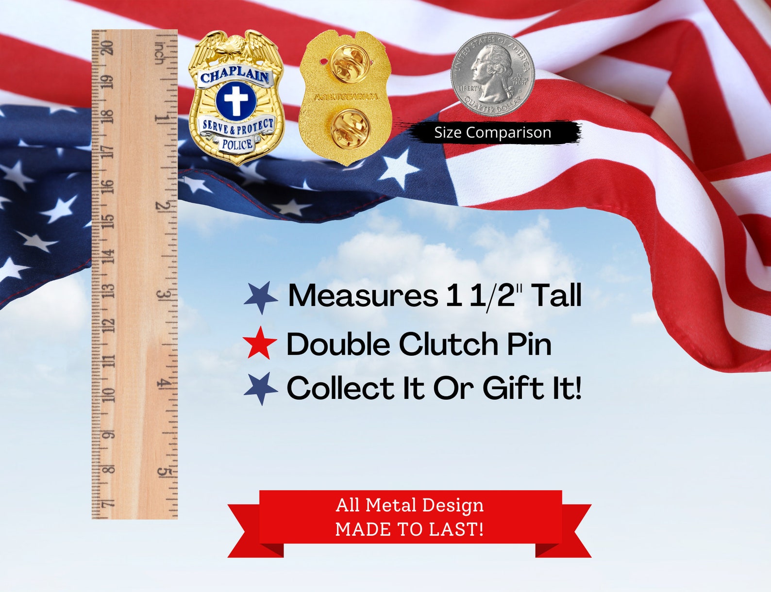 Chaplain Badge Police Chaplain Serve and Protect Badge Pin | Etsy