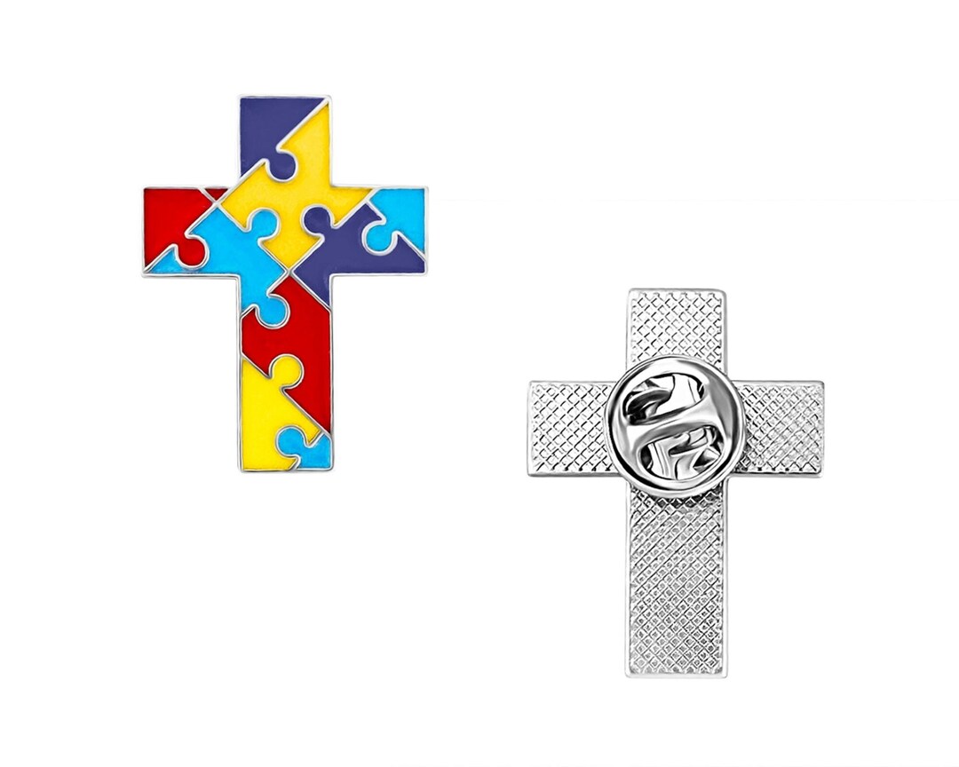 Autism Awareness Pin - Puzzle Symbol Cross Style Lapel Pin - Etsy