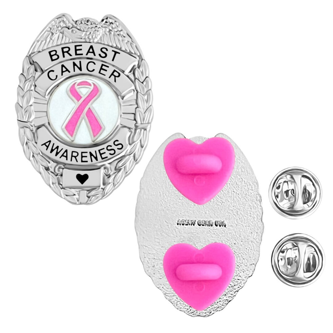 Breast Cancer Awareness Pin Police Badge Design For Law Enforcement First Responders Support The