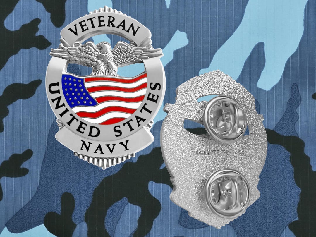 Navy Veteran Pin - US Military Lapel Pin - Silver Tone - Etsy