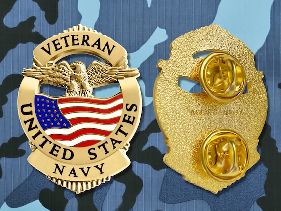 Navy Veteran Pin US Military Lapel Pin Badge Gold Tone - Etsy
